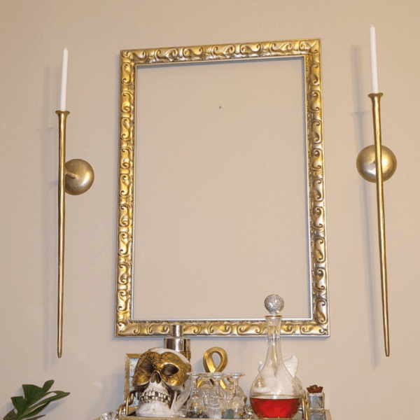 How To DIY Your Own Haunted Gold Skeleton Wall Mirror - Lani Does It